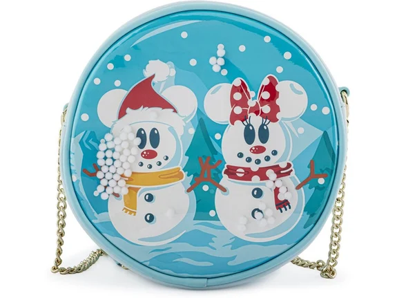 Disney Snowman Mickey Minnie Snow Globe Crossbody Bag