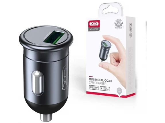 XO Auto punjač metalni CC46 QC3.0 18W sivi
