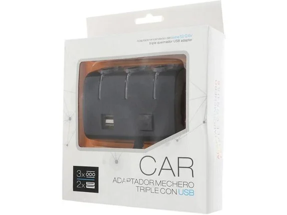 Adapter utičnica za auto 3 u 1 crni