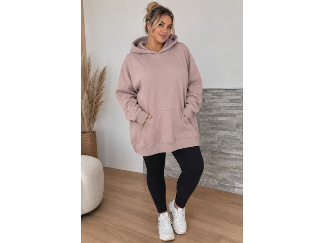 XXL 2XL Ženski duks bebi prljavo roze sa kapuljačom NOV