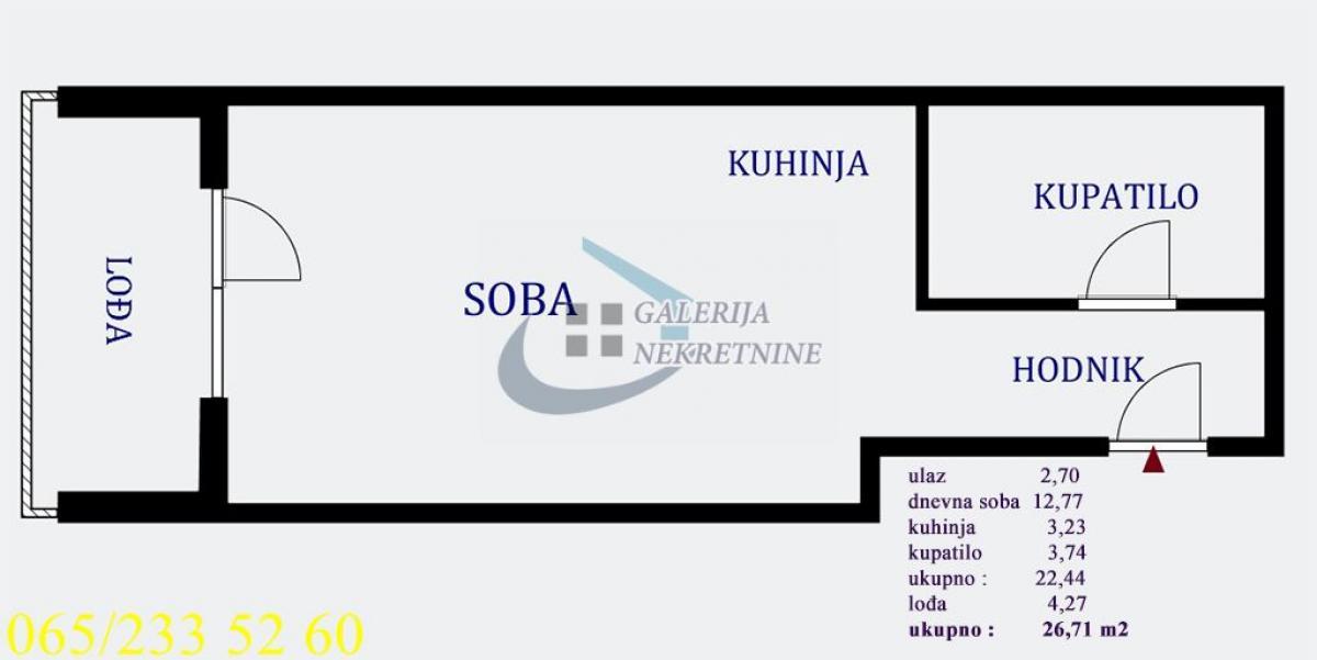Čukarica, Železnik - Velisava Vulovića 27m2