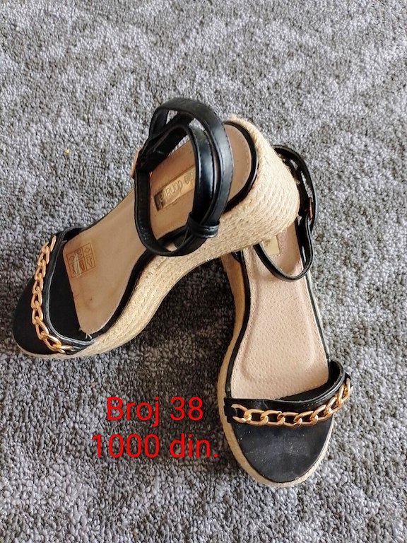 Crne ženske sandale na platformu/espadrile, brend Claudia Donatelli. -