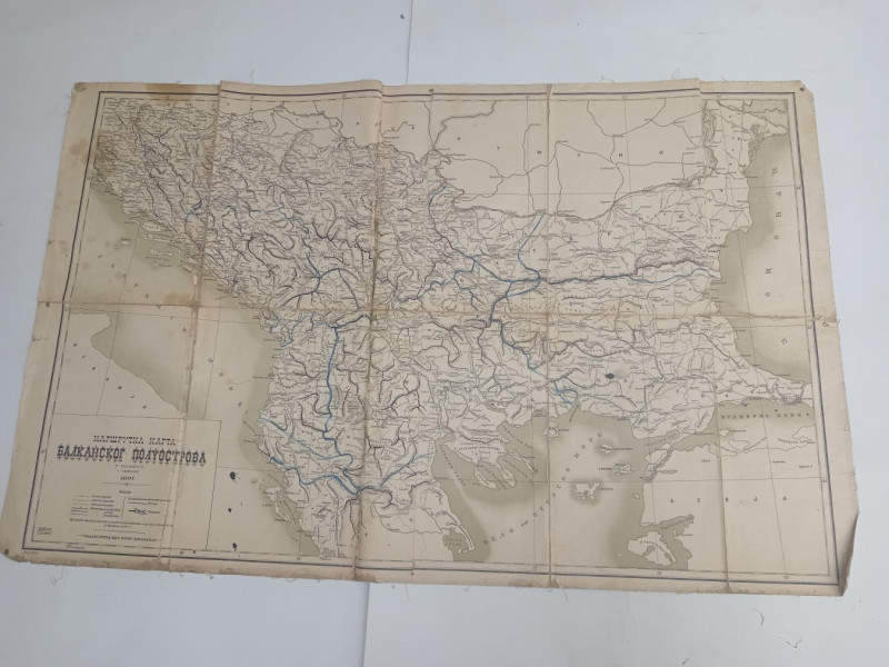 MARSUTNA KARTA BALKANSKOG POLUOSTRVA 1897 KRALJEVINA