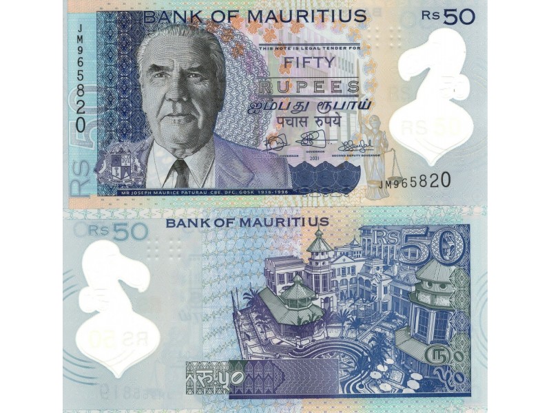 MAURITIUS Mauricijus 50 Rupees 2021 UNC, P-65 Polymer