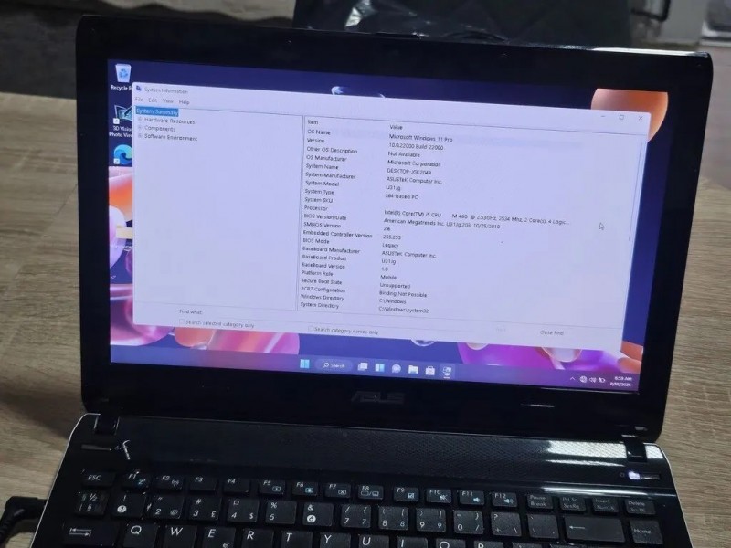 ASUS U31JG laptop (i5 M460, Windows 11 Pro)