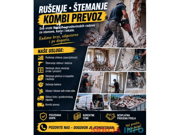 Rušenje • Štemanje • Kombi prevoz