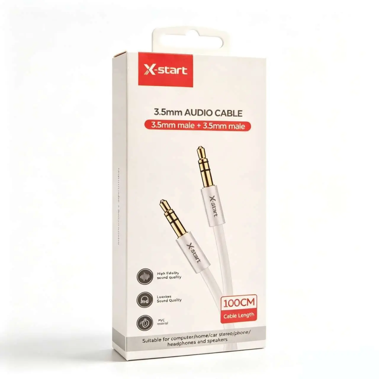 X-start AUX 3.5mm audio kabl 1m, M-M, beli