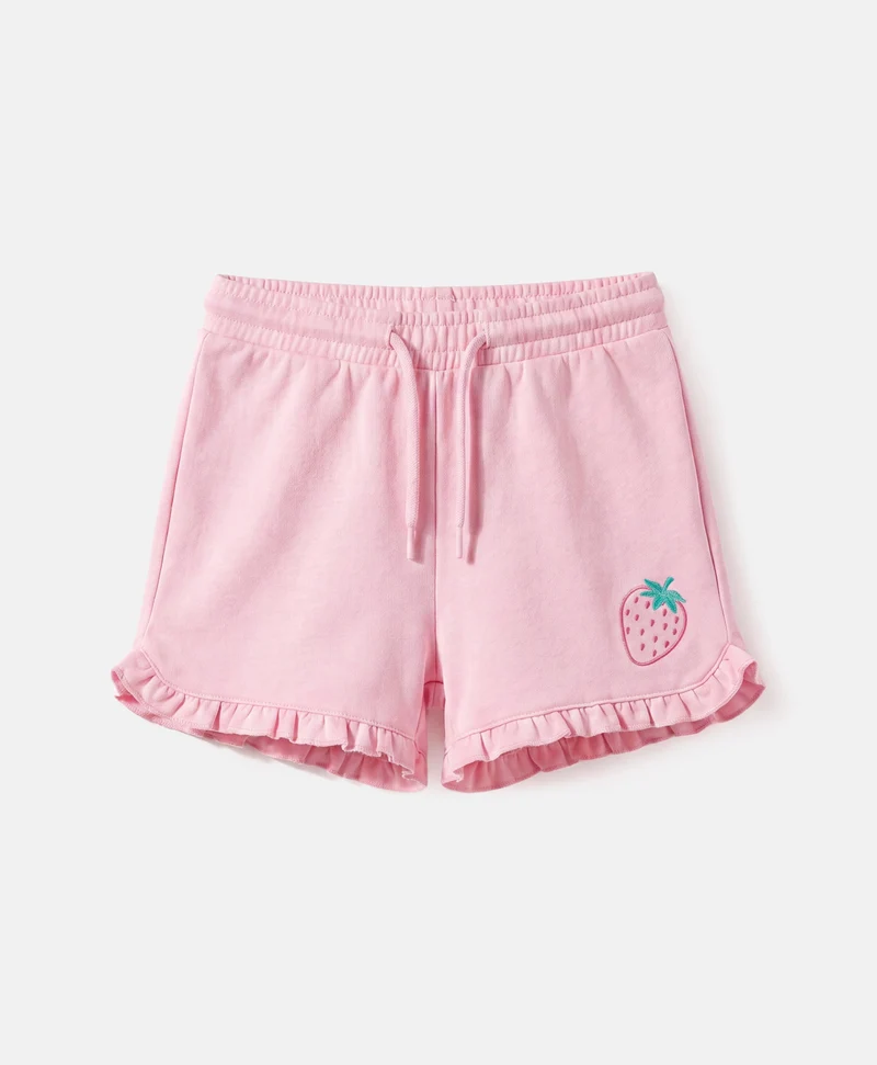Roze šorts za devojčice sa falnom 100% pamuk