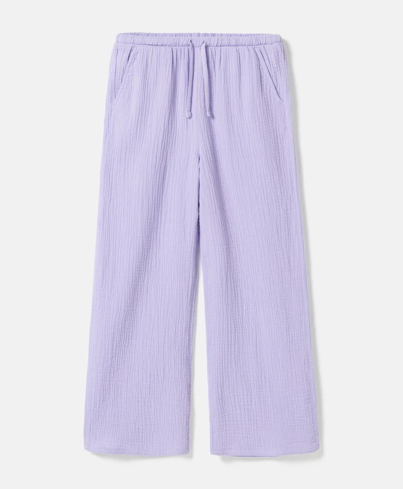Ljubičaste mušelinske pantalone za devojčice 100% pamuk