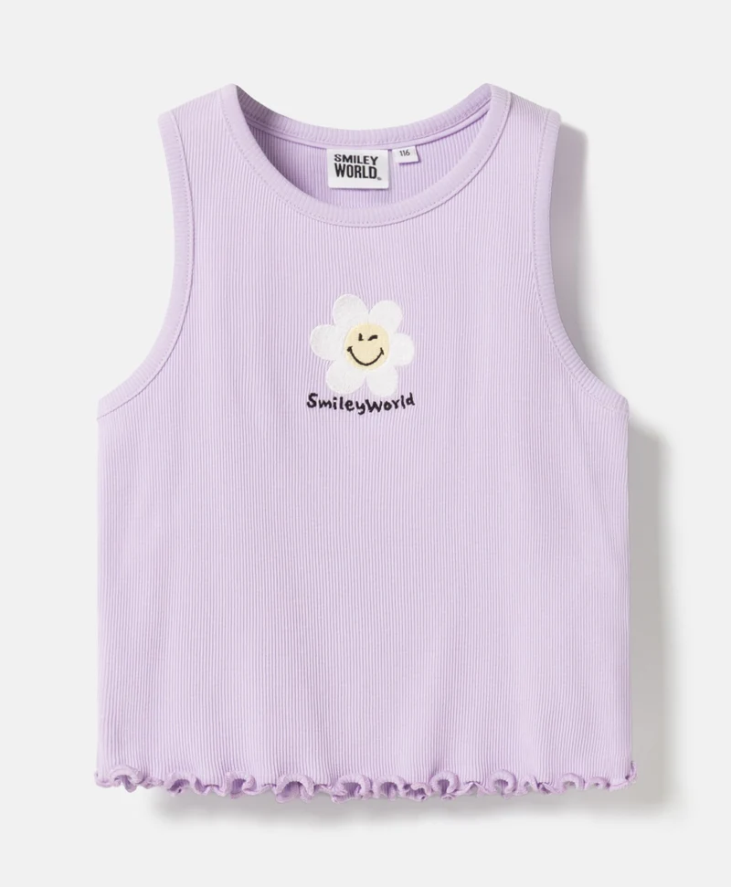 Devojački rebrasti top Smiley 100% pamuk
