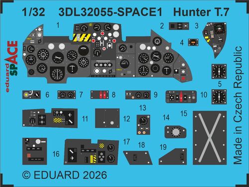 PREORDER Eduard 3DL32055 Hawker Hunter T.7 - Space Set (for Revell Kits)