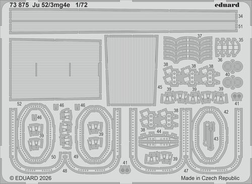 PREORDER Eduard 73875 Junkers Ju 52/3mg4e - PE Parts (for Airfix Kits)