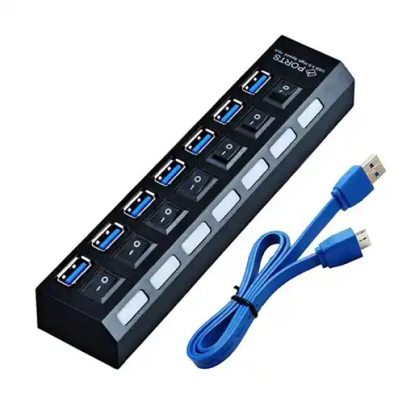 USB HUB 7 PORT KETTZ KT-HUSB.74 3.0 TIP A CRNI