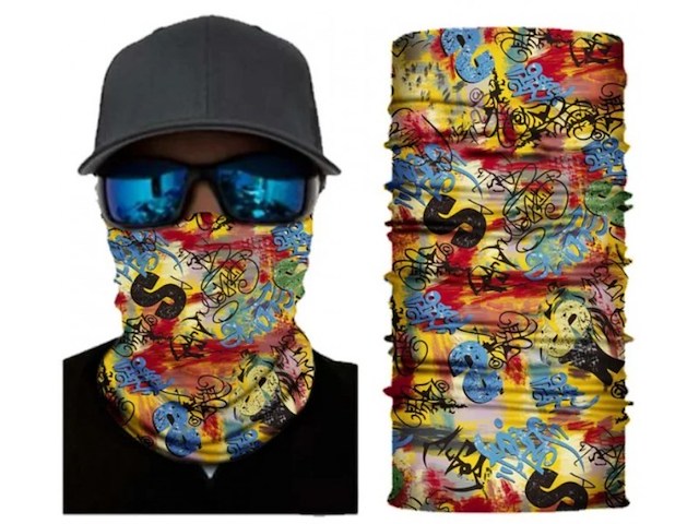 Šarena Grafiti Bandana Marama Šal Potkapa Maska Kapa M3