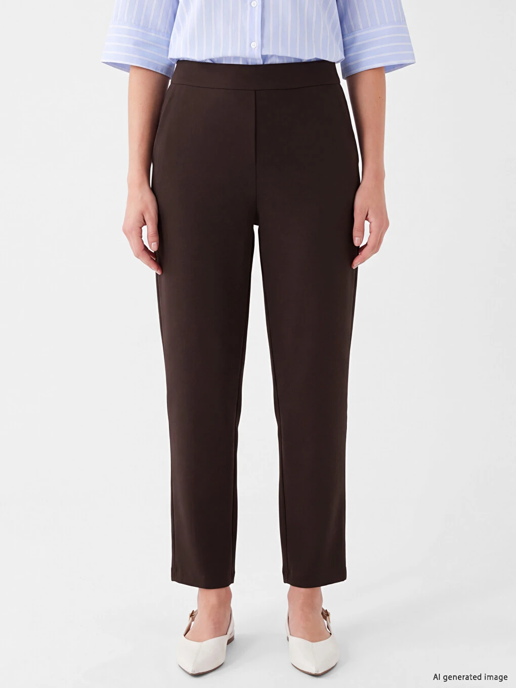LCW Comfort Ženske Pantalone Od Krep Materijala Sa Elastičnim Strukom