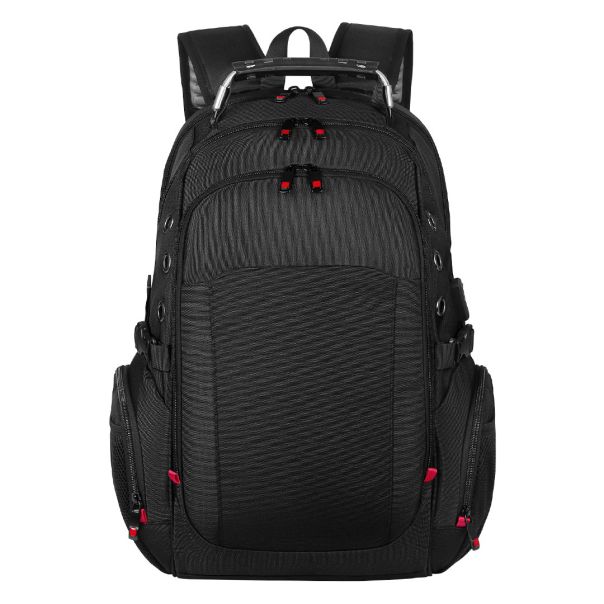 Veliki poslovni ranac BERN – tri odeljka, laptop 17", USB i audio konektor, crni