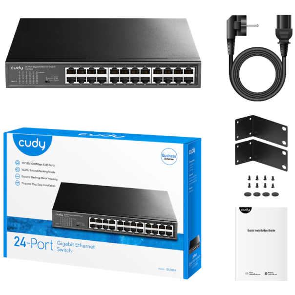 Cudy GS1024 24-Port 10/100/1000M Switch,24 x Gbit RJ45 port, rackmount (alt. PFS3024-24)