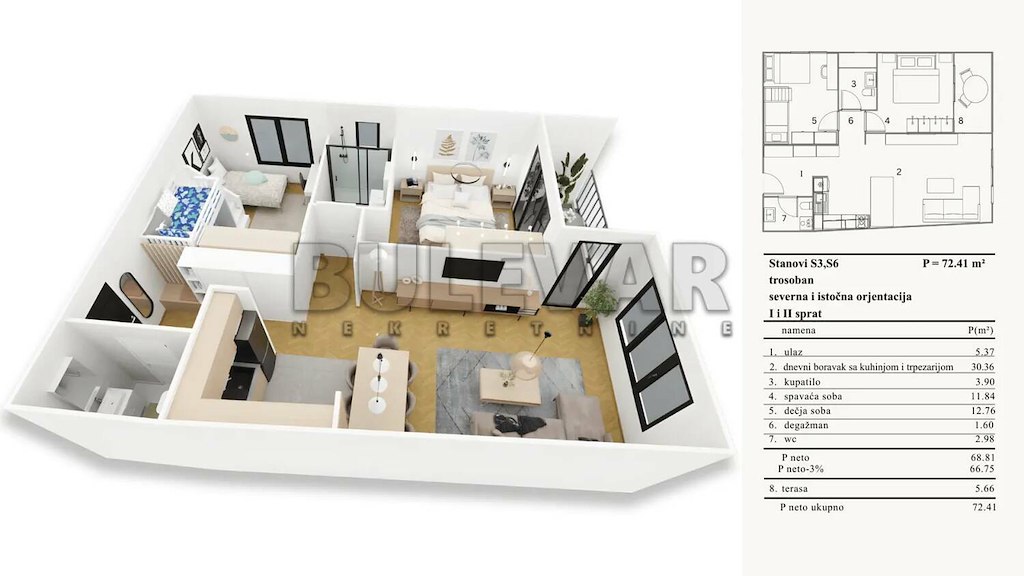 Dvoiposoban stan, Niš – Dom zdravlja | Prodaja · 72m² · 179.215€