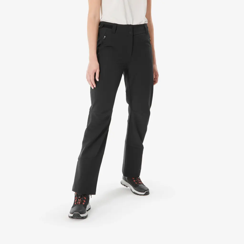 Crne ženske vodoodbojne pantalone za planinarenje SH500 Ventil