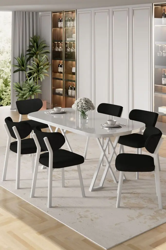Hanah Home Trpezarijski set, 7 komada, Crni