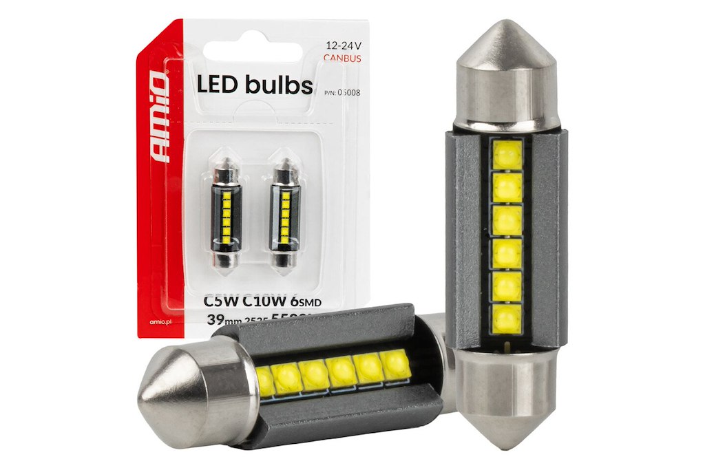 Warning! Translation error [LED CANBUS žarnice 39MM 2525 6SMD bele 12V 24V AMIO-05008] Proizvod nedelje