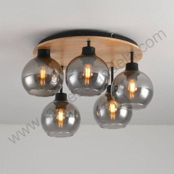 Luster plafonjera WUDI-5R 5xE27 smoke staklo