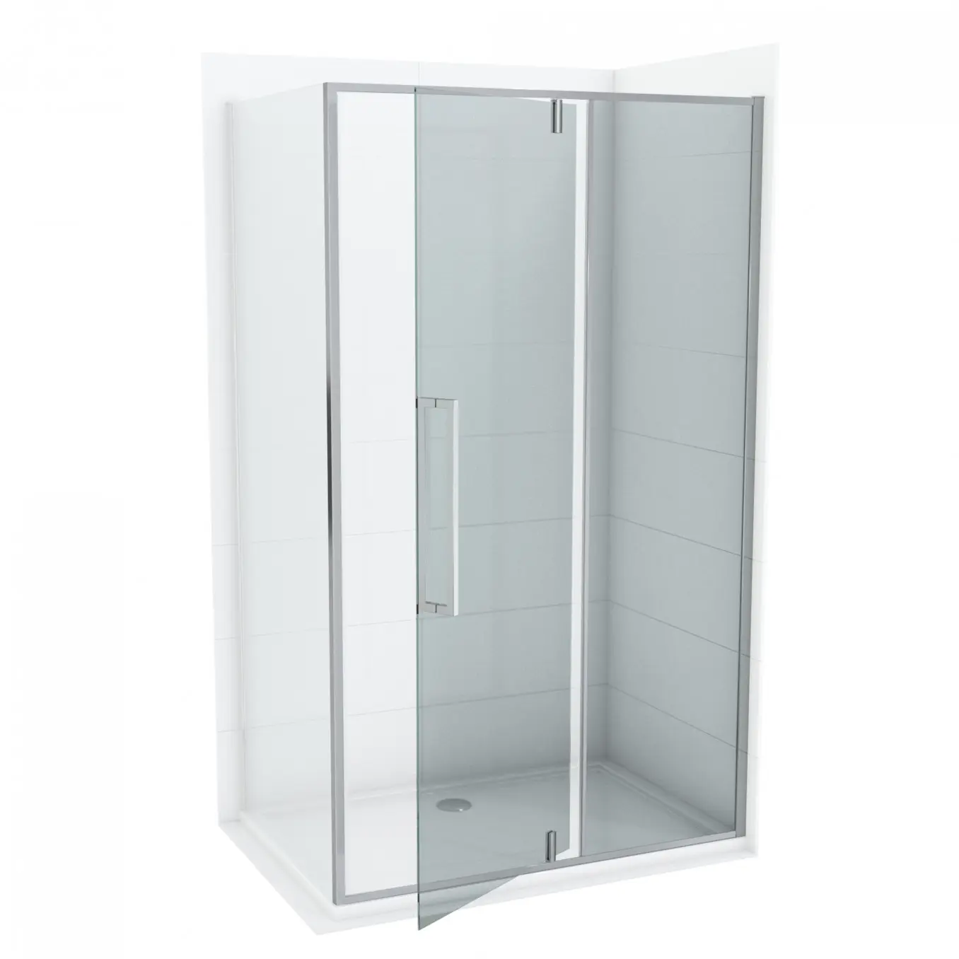 COPEN Stakleni paravan Absolut 120 x 200 cm, Providno staklo 6 mm, Pivot vrata, Hromirani ram