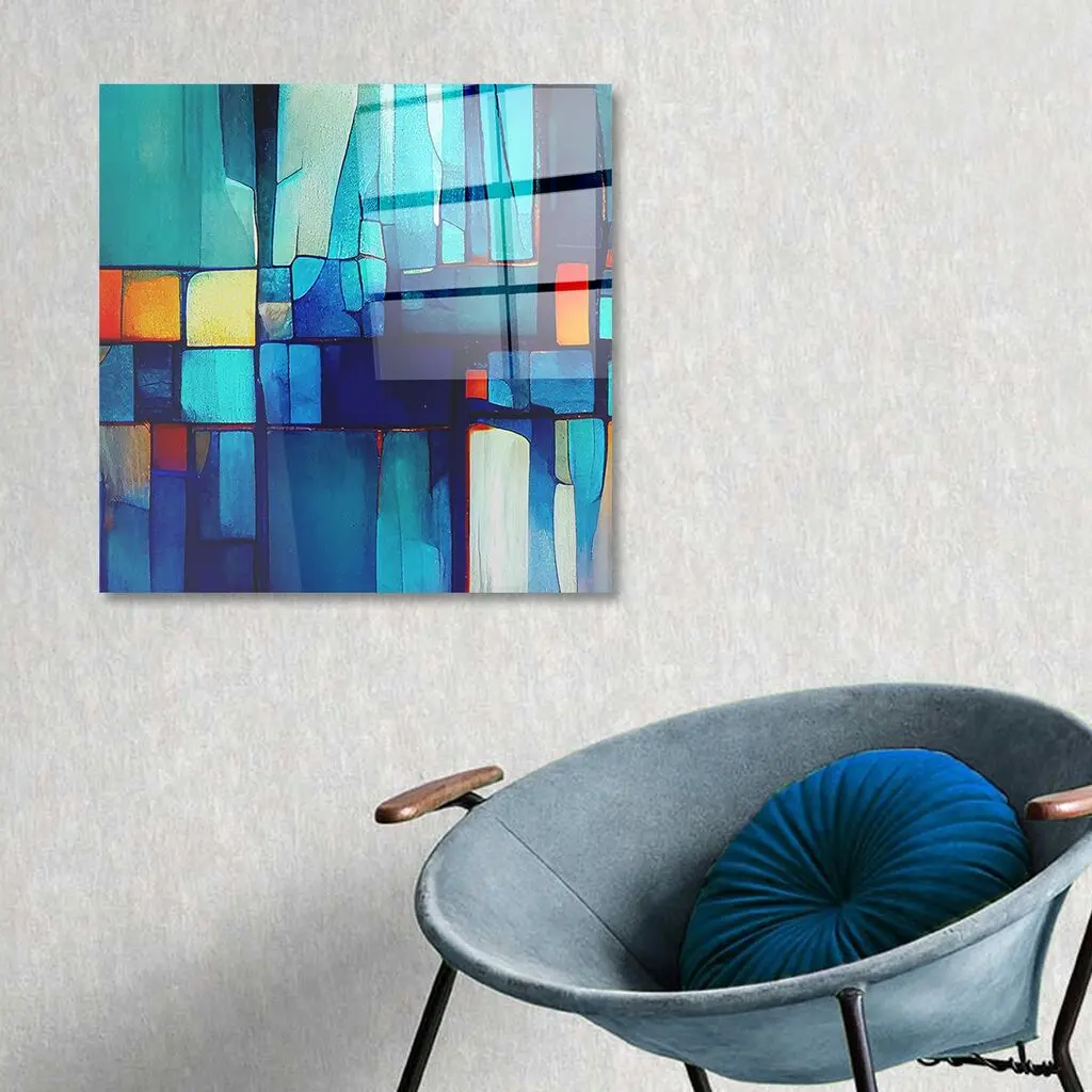 Wallity Dekorativna slika na kaljenom staklu, 70x70cm, Šarena