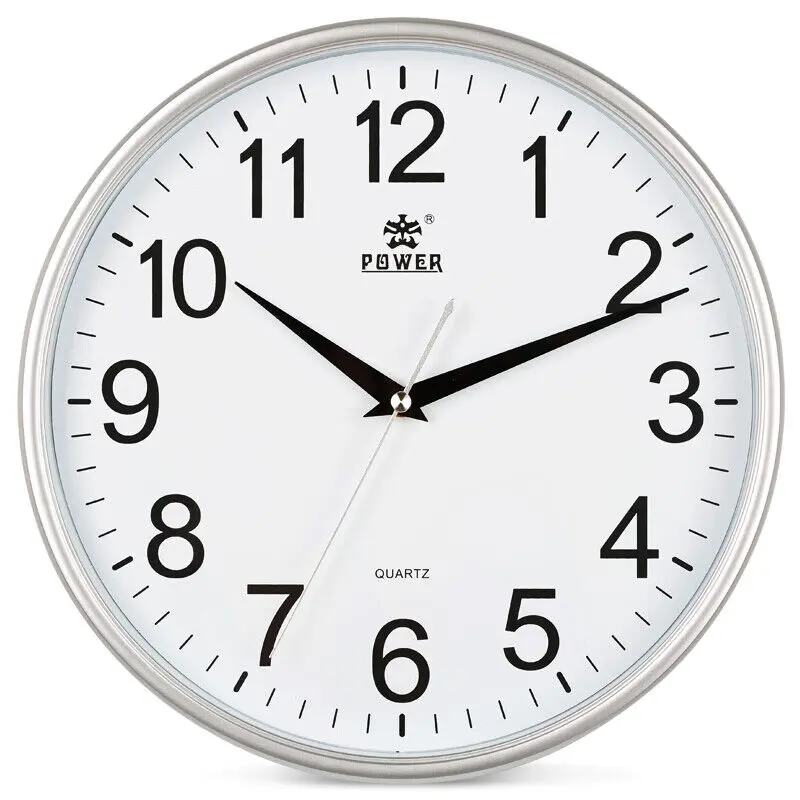 Power Zidni sat, 30 cm, Srebrne boje