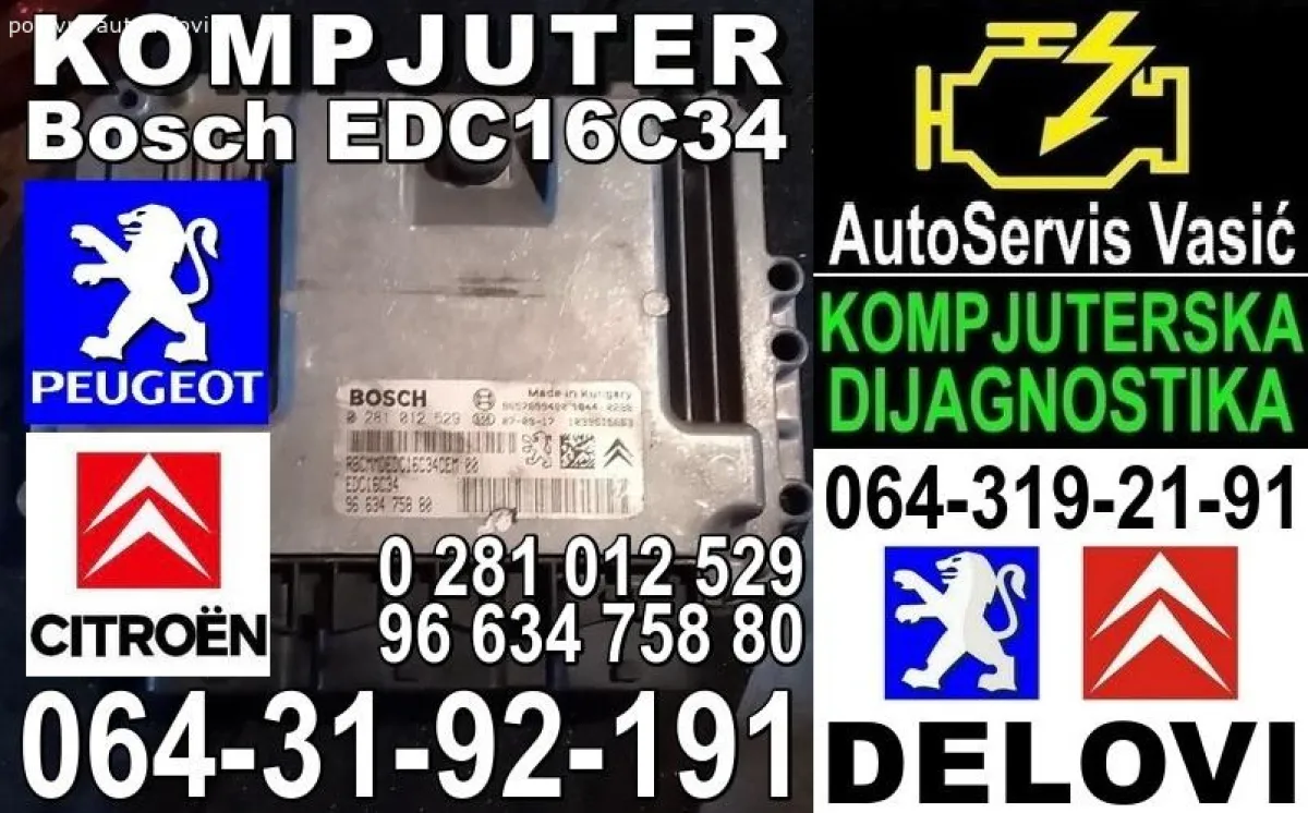 KOMPJUTER Bosch 0 281 012 529 - EDC16C34 Pežo Citroen