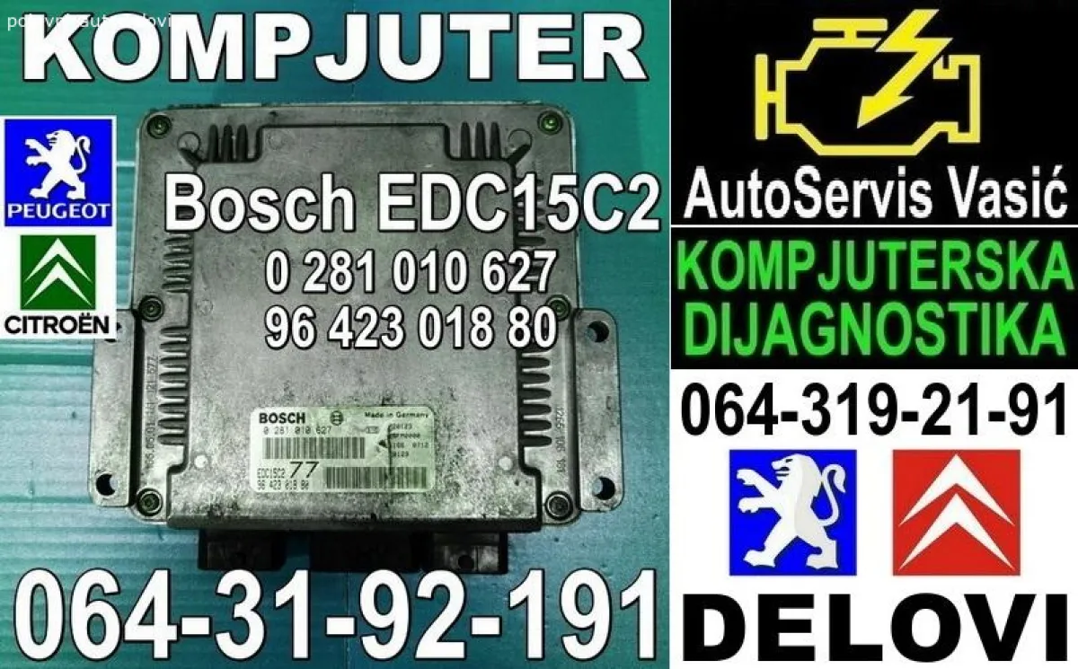 KOMPJUTER 0 281 010 627 Bosch EDC15C2 Pežo Citroen Peugeot