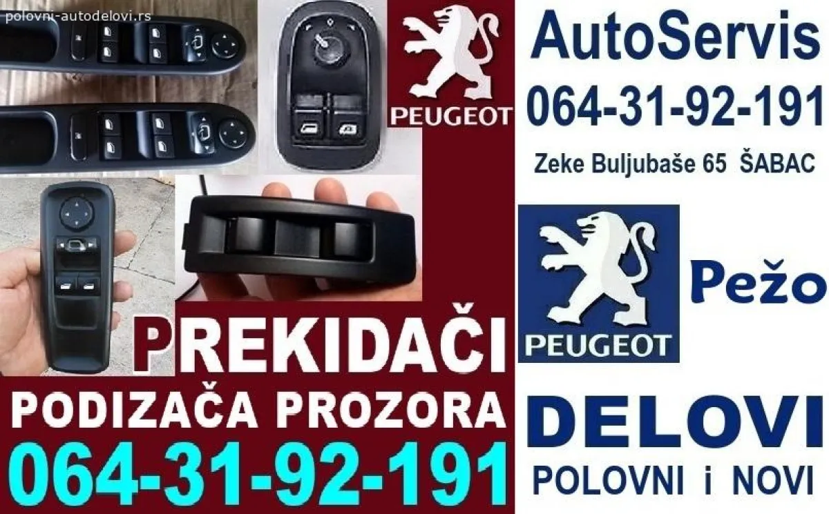 Prekidač Podizača Pežo 206 207 306 406 607 807 Peugeot