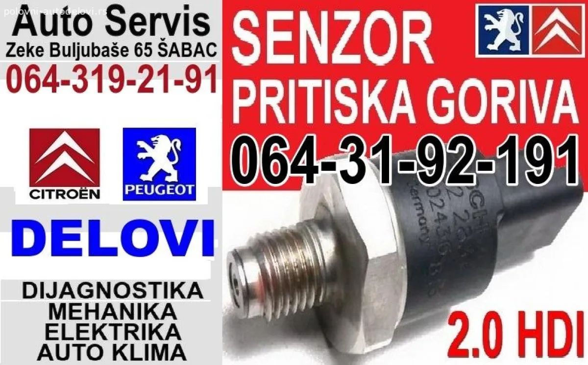 2,0 HDI SENZOR PRITISKA Goriva Pežo Citroen Peugeot
