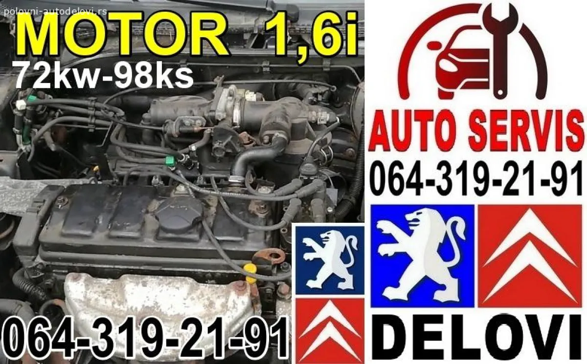 MOTOR 1,6 benzinac 72kw-98ks Pežo Citroen Peugeot
