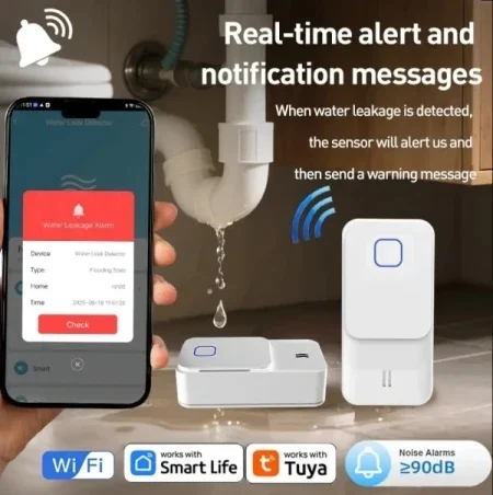 Gembird TUYA WL09,GMB Wi-Fi senzor za curenje vode- 110 dB, Smart Life, Alexa i Google Home