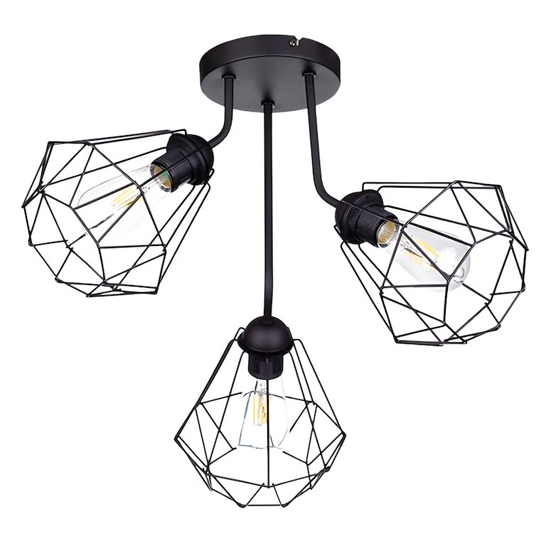 Mitea M0824-3P plafonska lampa sa 3 žičana abažura, crna, 3xE27