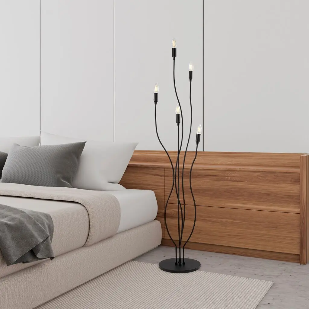 Opviq Podna lampa Bonibon-13231, 35x35x155 cm, 5x E14, 200 cm Kabl, Crna