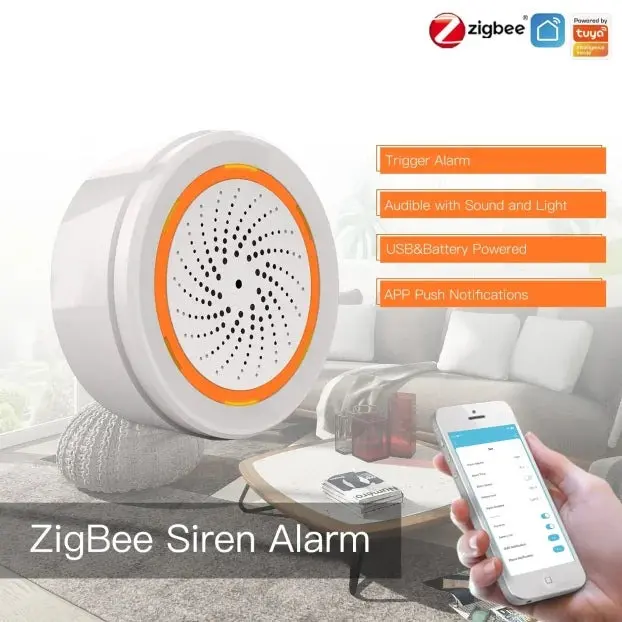 SmartHome Pametna sirena, Zvučni i svetlosni alarm, 90dB