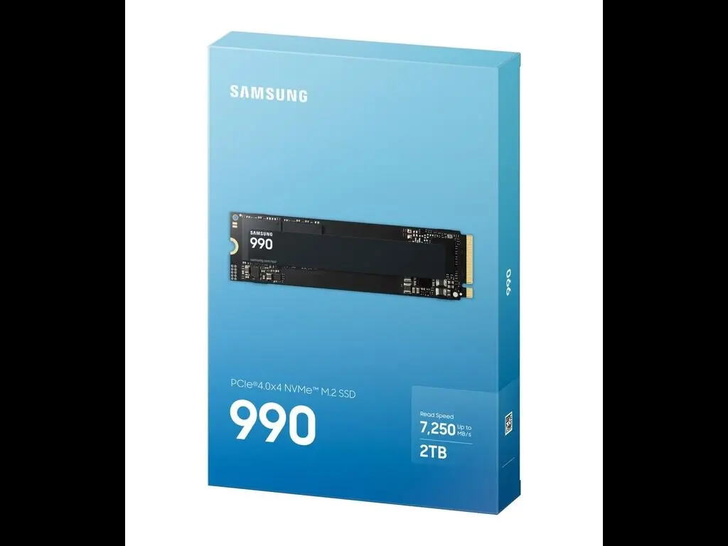 Samsung SSD 990, 2 TB, NVMe M.2, PCIe 4.0 x4, 7250 MB/s čitanje, 6450 MB/s pisanje, crna