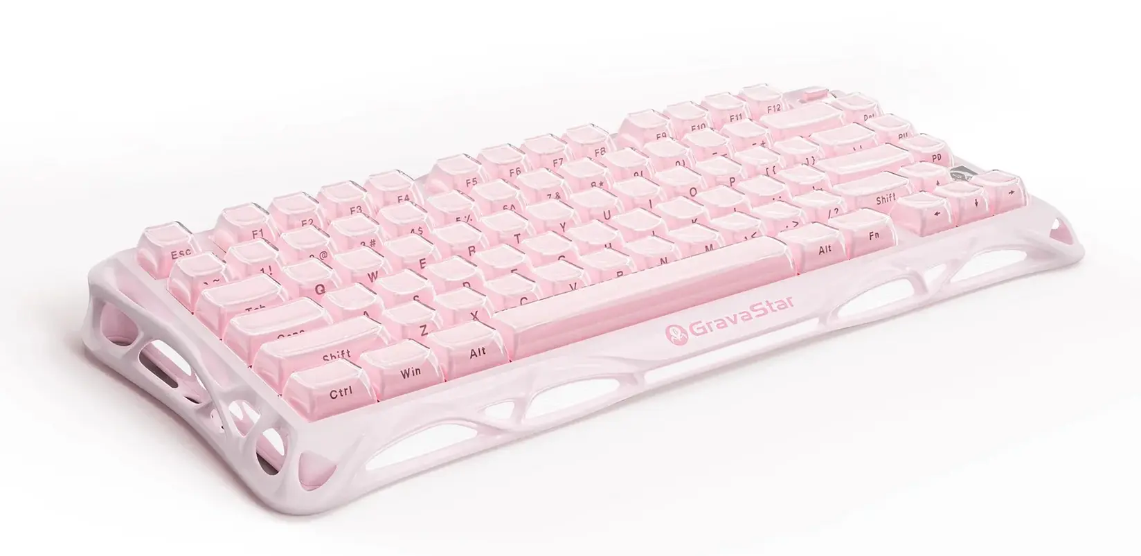 GravaStar Mercury K1 75% Wireless Mechanical Gaming Keyboard/Special Edition Sakura Pink/Aluminium Alloy /Hot-swap/Sideprint keycaps/Linear switches