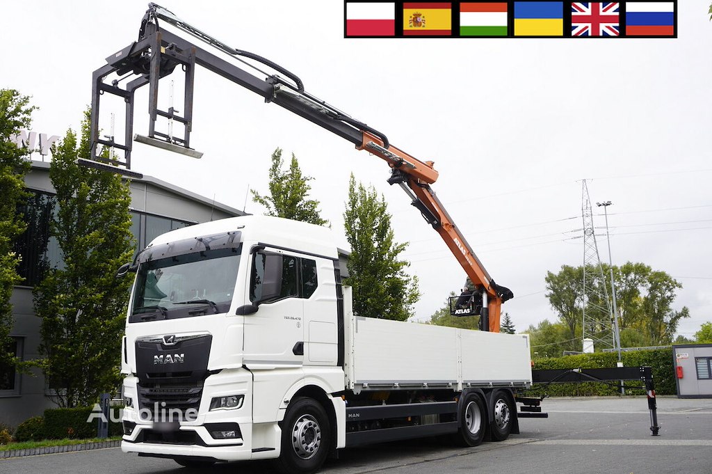 MAN TGX 26.470 6x2-4 / 30 tho. km!!! / Atlas 170.2vb-a12 crane / ste kamion platforma