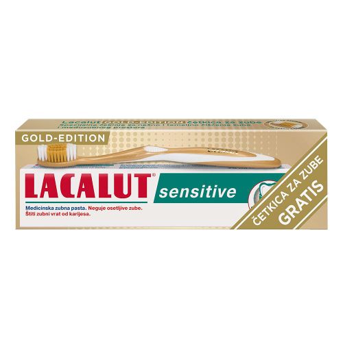 Lacalut pasta za zube Sensitive 75 ml + GRATIS četkica Gold Edition