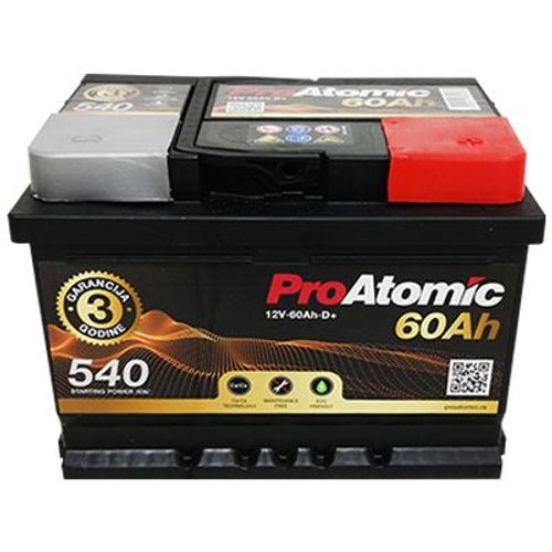 PROATOMIC akumulator 12V 60Ah 540A +D