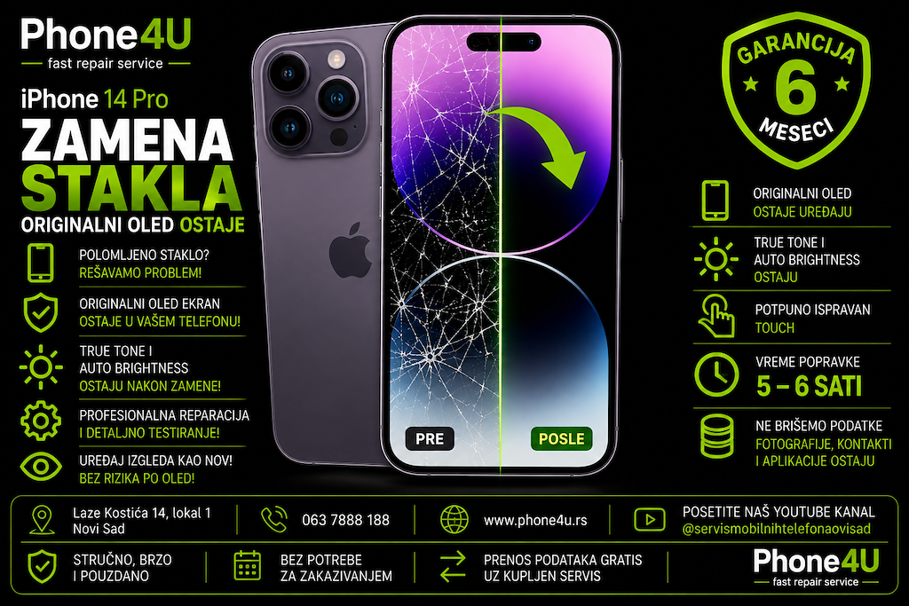 Zamena stakla za iPhone 14 Pro | Phone4U