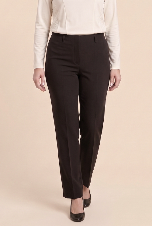 Pantalone Naomi 26 crne ženske poslovne pantalone ravnog kroja sa visokim strukom