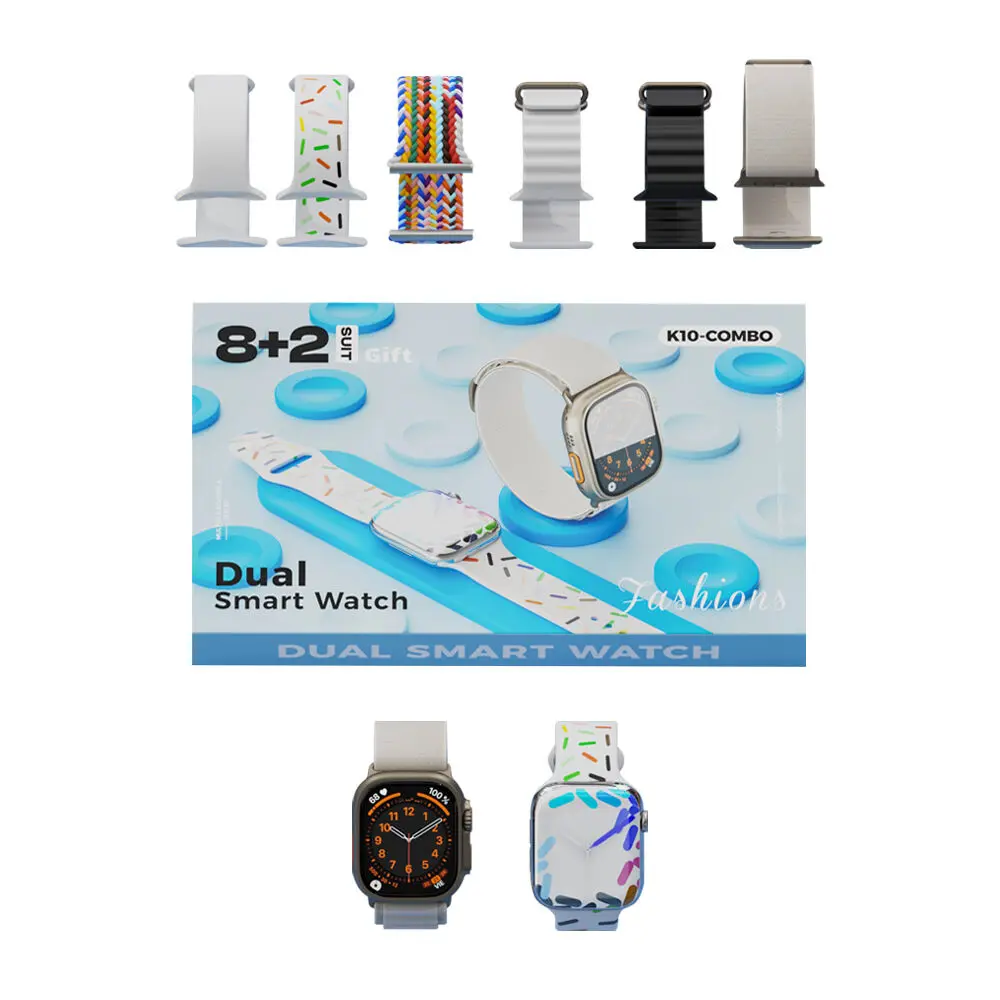 Karler Bass Set pametni sat sa narukvicama K10-Combo set, 2 sata, 8 narukvica, Beli