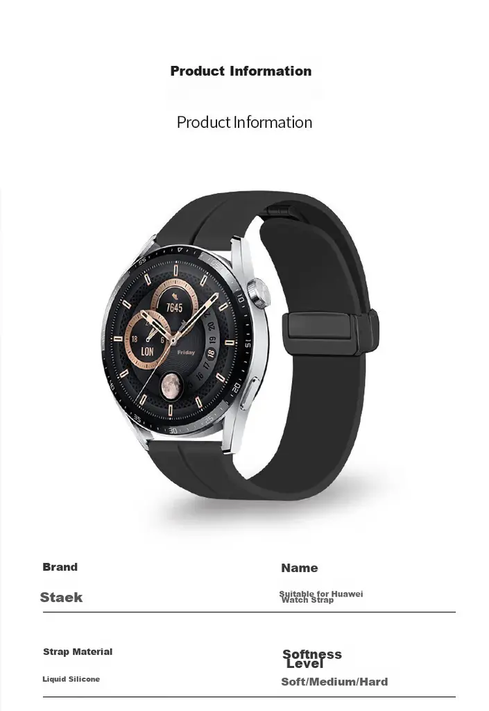 Stiger Zamenska narukvica za pametni sat za Huawei Watch, Crna