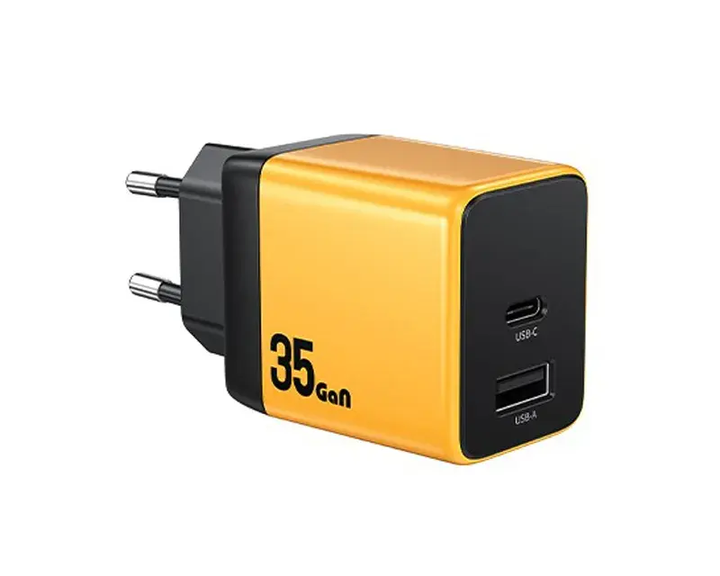 Wekome GaN Punjač WP-U36, 35W, 2-portni, Žuti