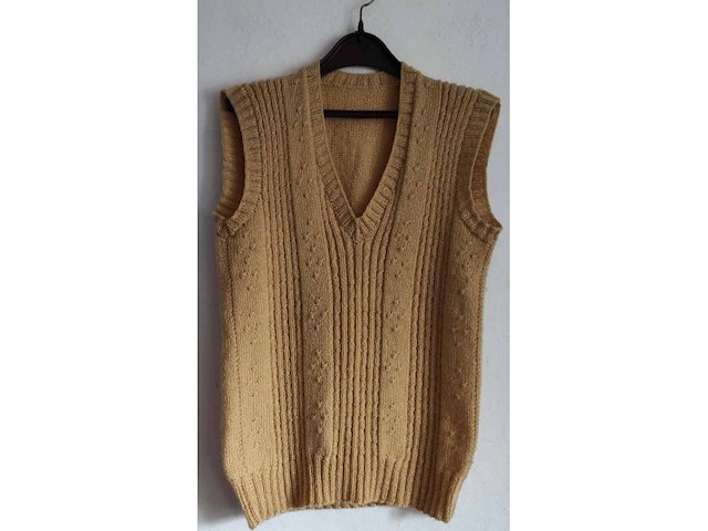 Vintage vuneni prsluk 100% ručni rad – S/M unisex