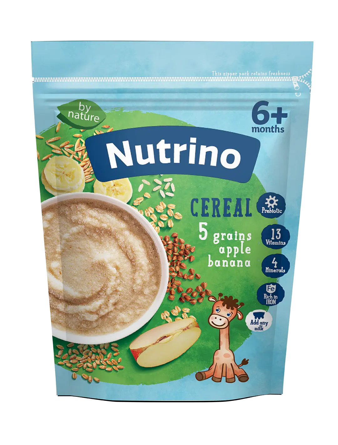 Nutrino Bezmlečna kaša, 5 žitarica sa jabukom i bananom, 200g